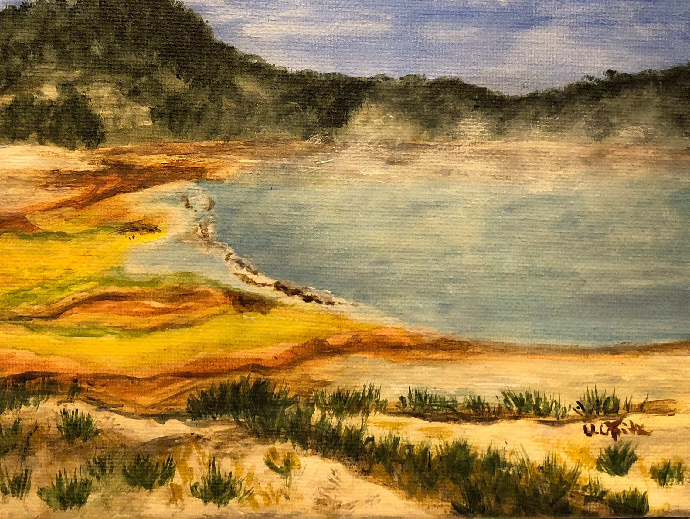 Yellowstone, Hot Spring, Oil Painting, Original, Wyoming, Thermal Pool ...