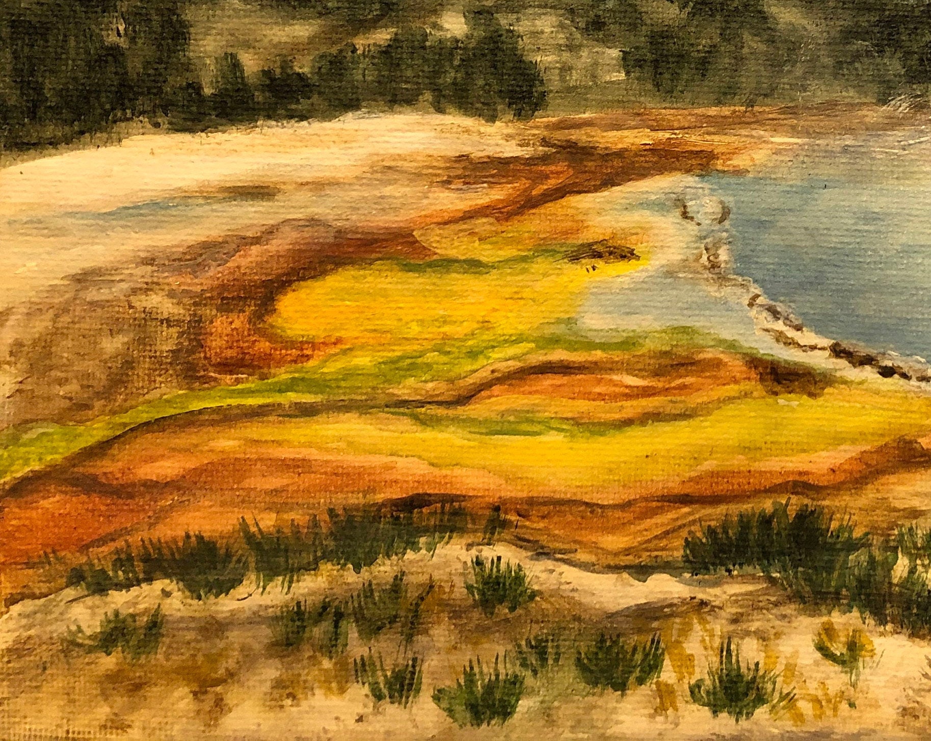 Yellowstone, Hot Spring, Oil Painting, Original, Wyoming, Thermal Pool ...