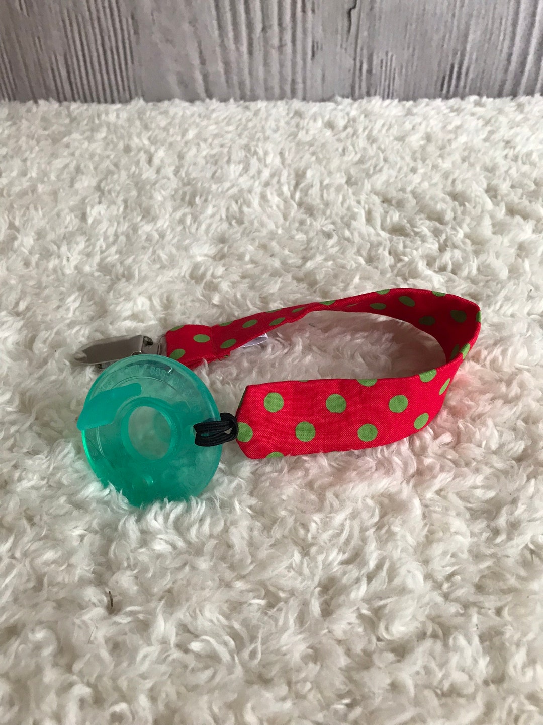 Red and Green Polka Dot Pacifier Clip Pacifier Not Included - Etsy