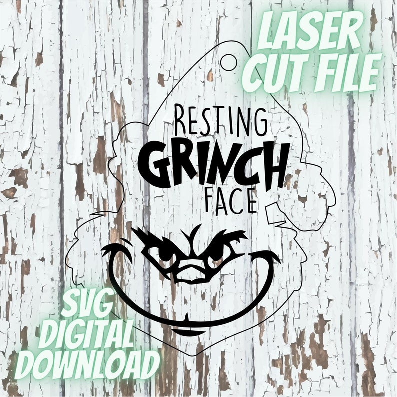 Resting Grinch Face SVG Laser Cut File Digital Download - Etsy