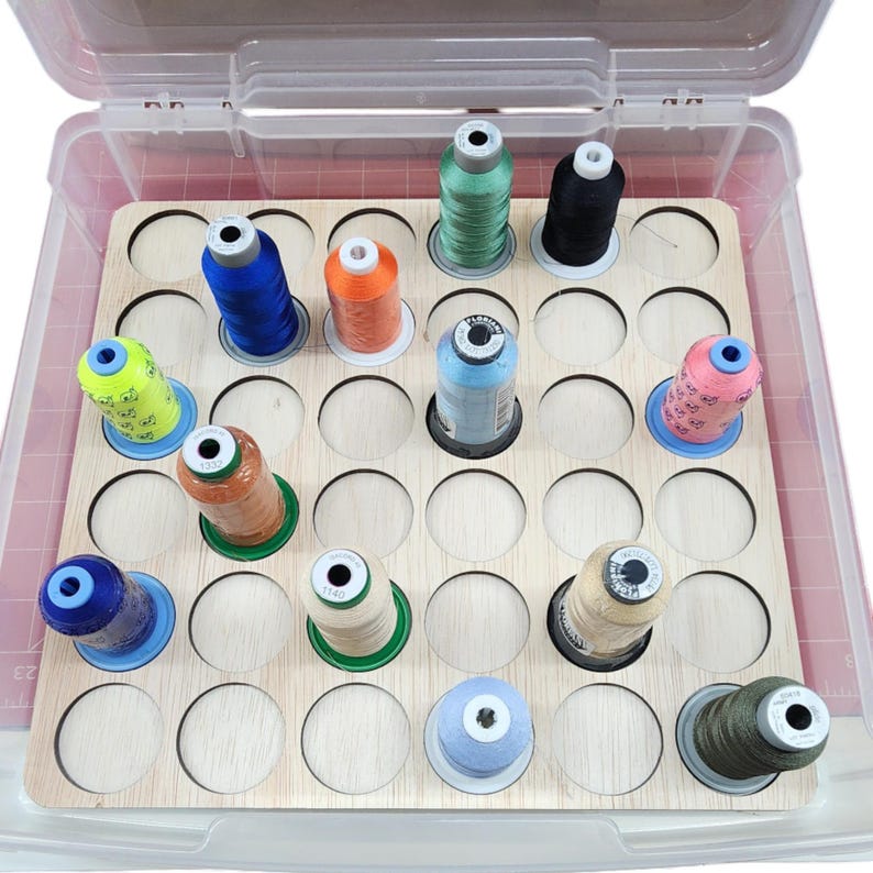 Wood Embroidery Thread Storage Tray | 36 Spool Organizer - Etsy