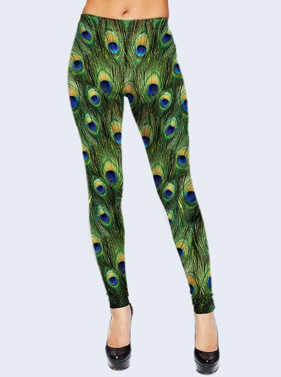 Peacock Leggings Feathers Womens Leggings Yoga Leggings Etsy