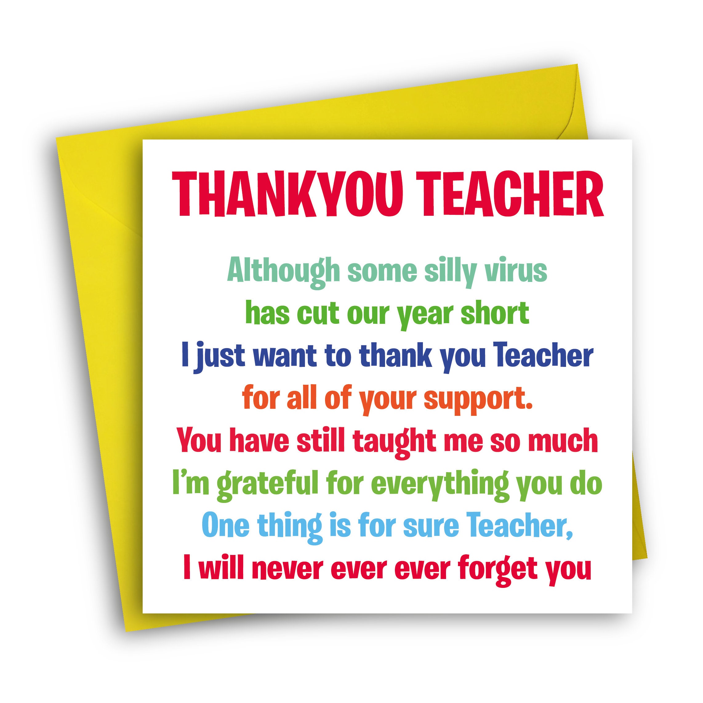 Thank You Teacher Card Messages