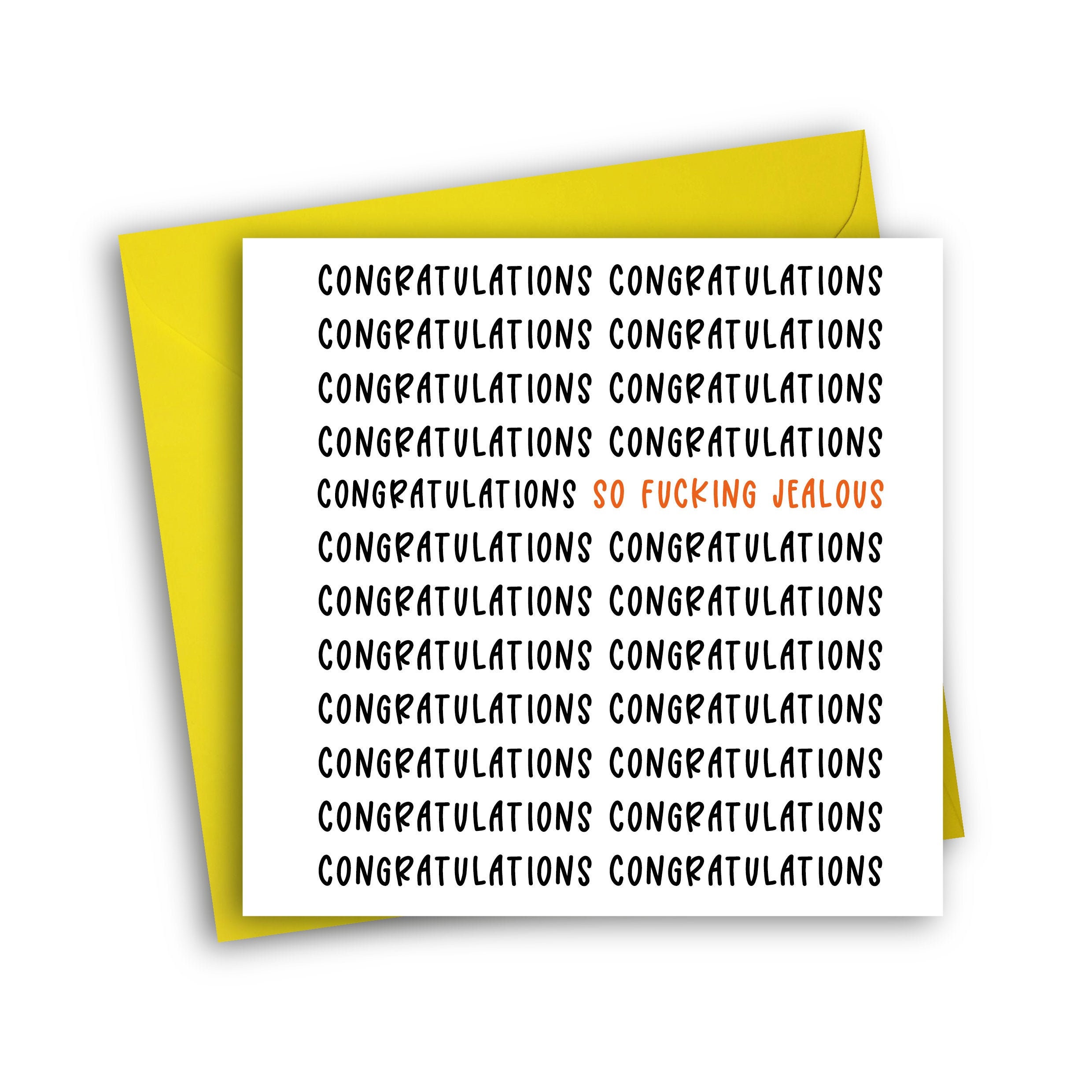 Funny Congratulations Card So Jealous Rude Congrats Card | Etsy