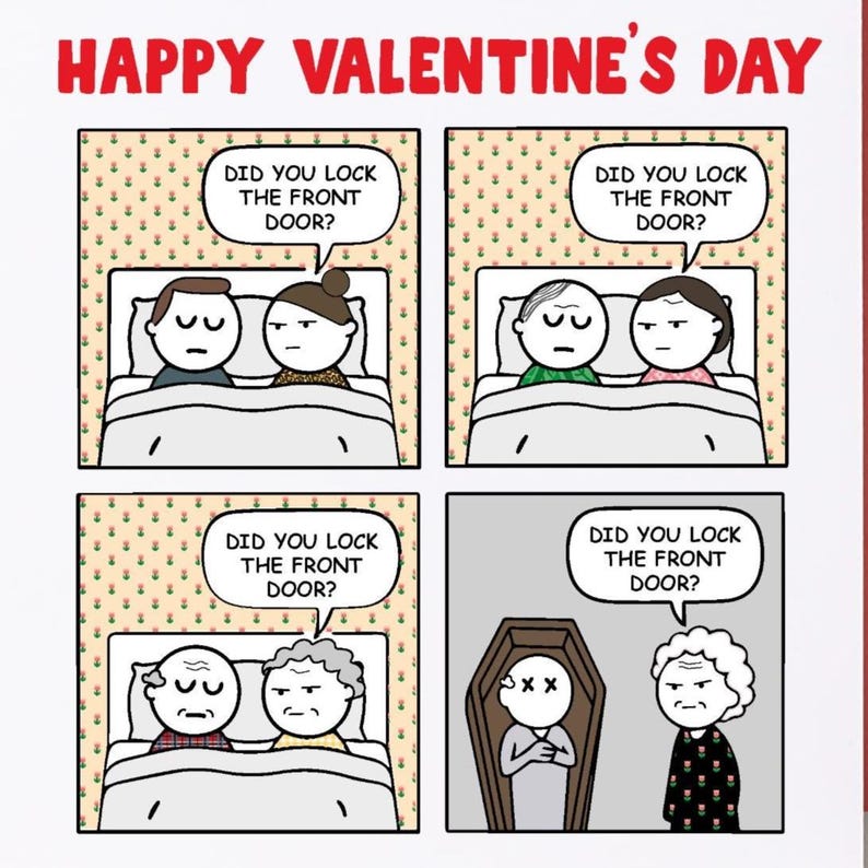 Funny Valentine's Day Cartoon - Neurotic Partner Front Door - Etsy