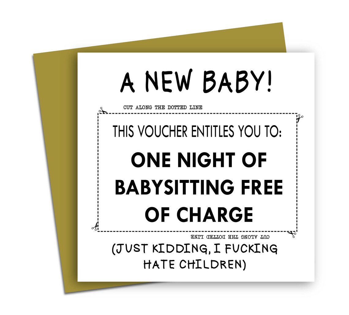 Funny New Baby Card/ New Baby/ Voucher Card - Etsy