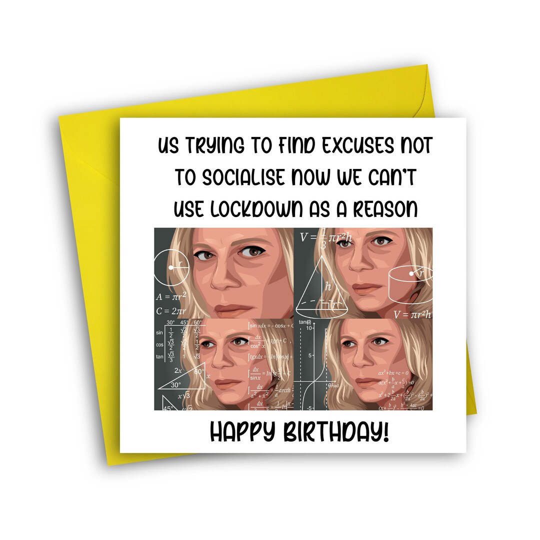 Math Lady Meme Birthday Card Funny Lockdown Birthday Antisocial Card - Etsy