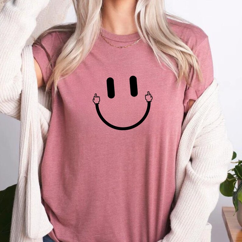 Smiley Happy Face Middle Finger Emotion Emoji Style Graphic - Etsy