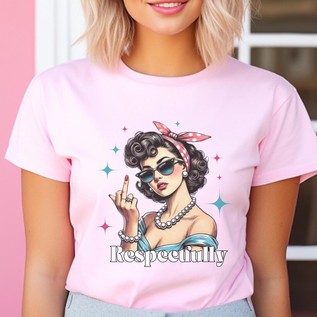 Respectfully Middle Finger Shirt, Trendy Vintage Retro Funny Design for ...
