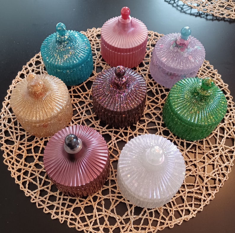 Ridged Resin Trinket Box With Lid - Etsy