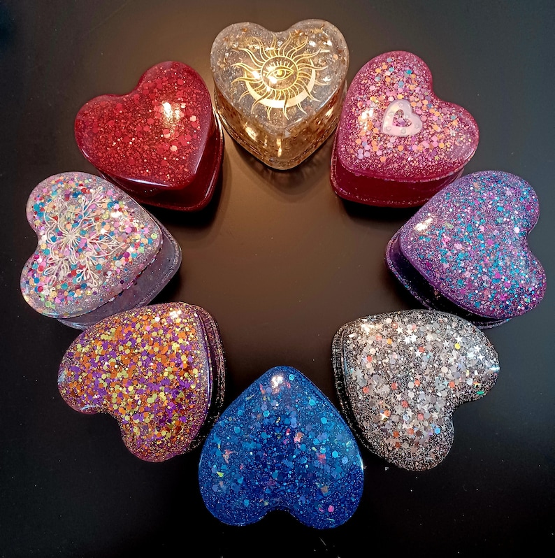 Heart-shaped Resin Trinket Box With Lid - Etsy
