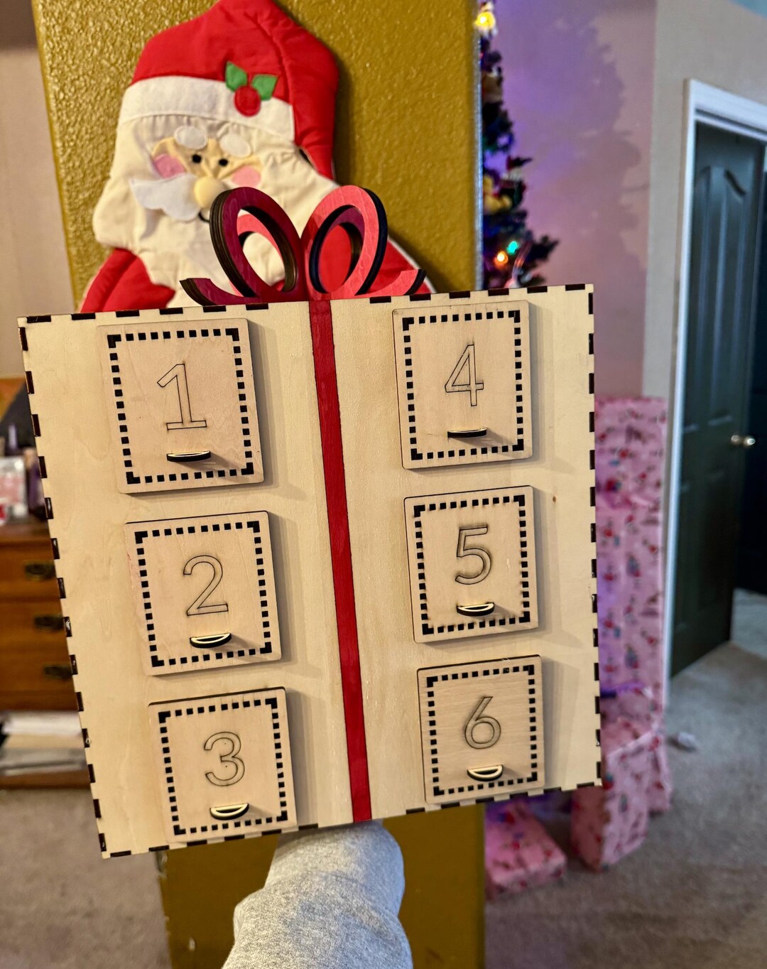 Present Bow Advent Cute Wooden Christmas DIY Kit Hand Painted Gifts ...