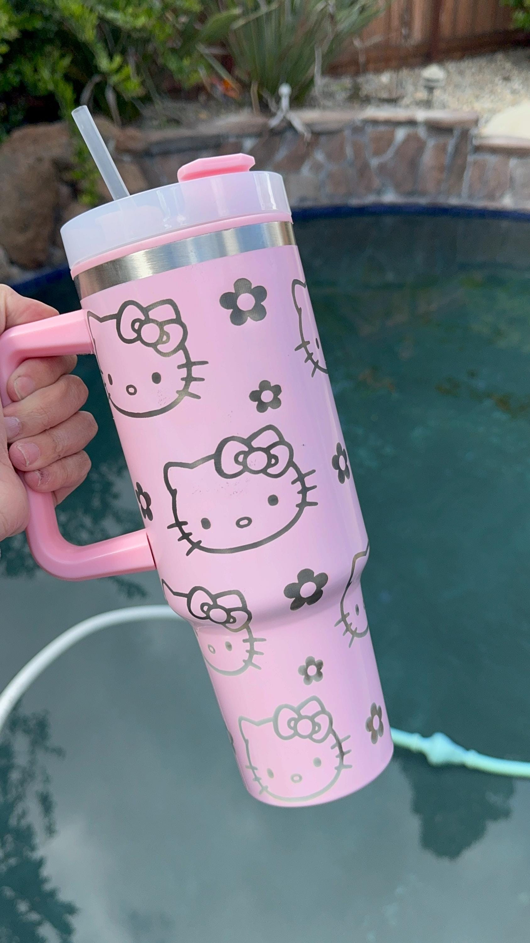 Engraved Hello Kitty Tumbler HK Sanrio Characters Hello Kitty Pink Pink ...
