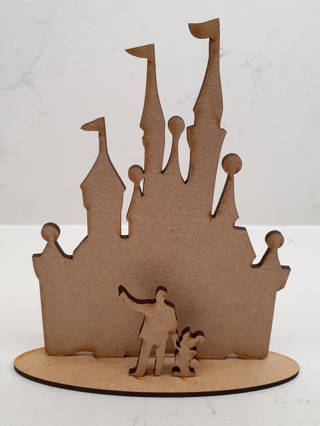 MDF Laser Cut Out Disney Castle Scene With Walt and Mickey, Craft ...