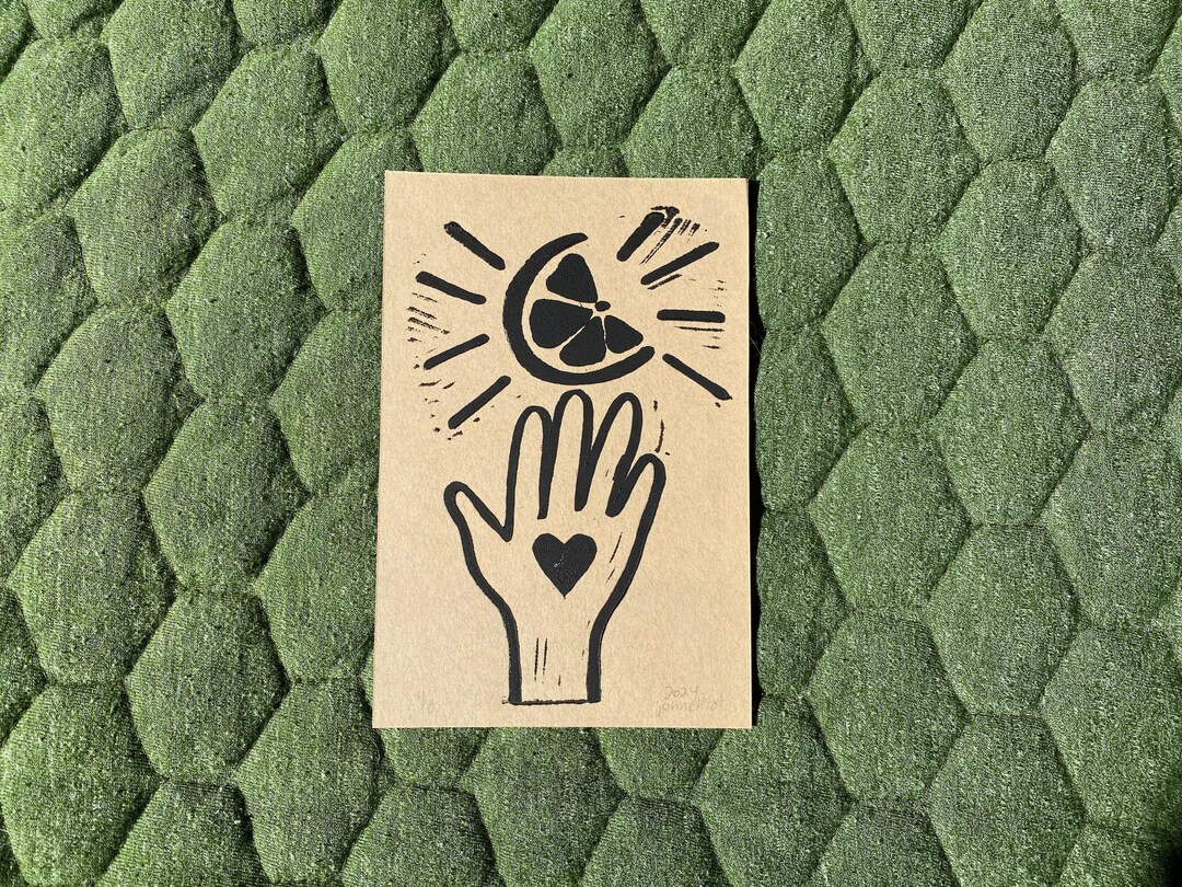 Citrus Linocut Print Tan/black - Etsy