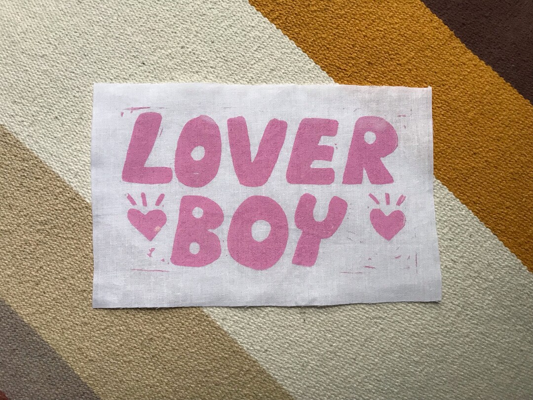 Lover Boy Lino Cut Patch - Etsy