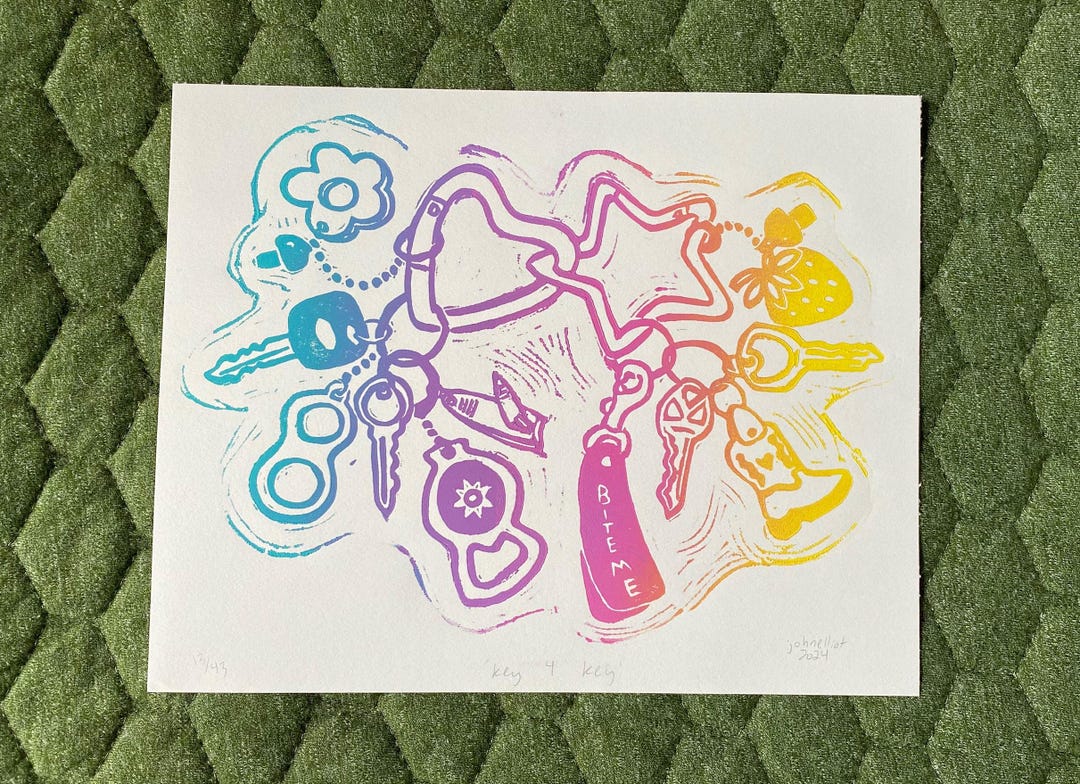 Key 4 Key Linocut Print Rainbow Variation - Etsy