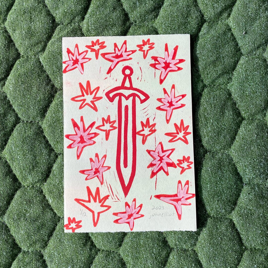 Sword Linocut Print 9 - Etsy