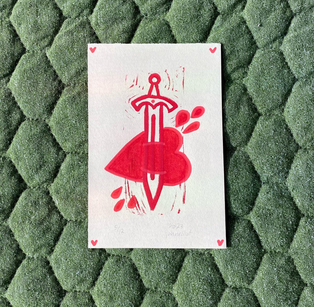 Sword Linocut Print 3 and 4 - Etsy