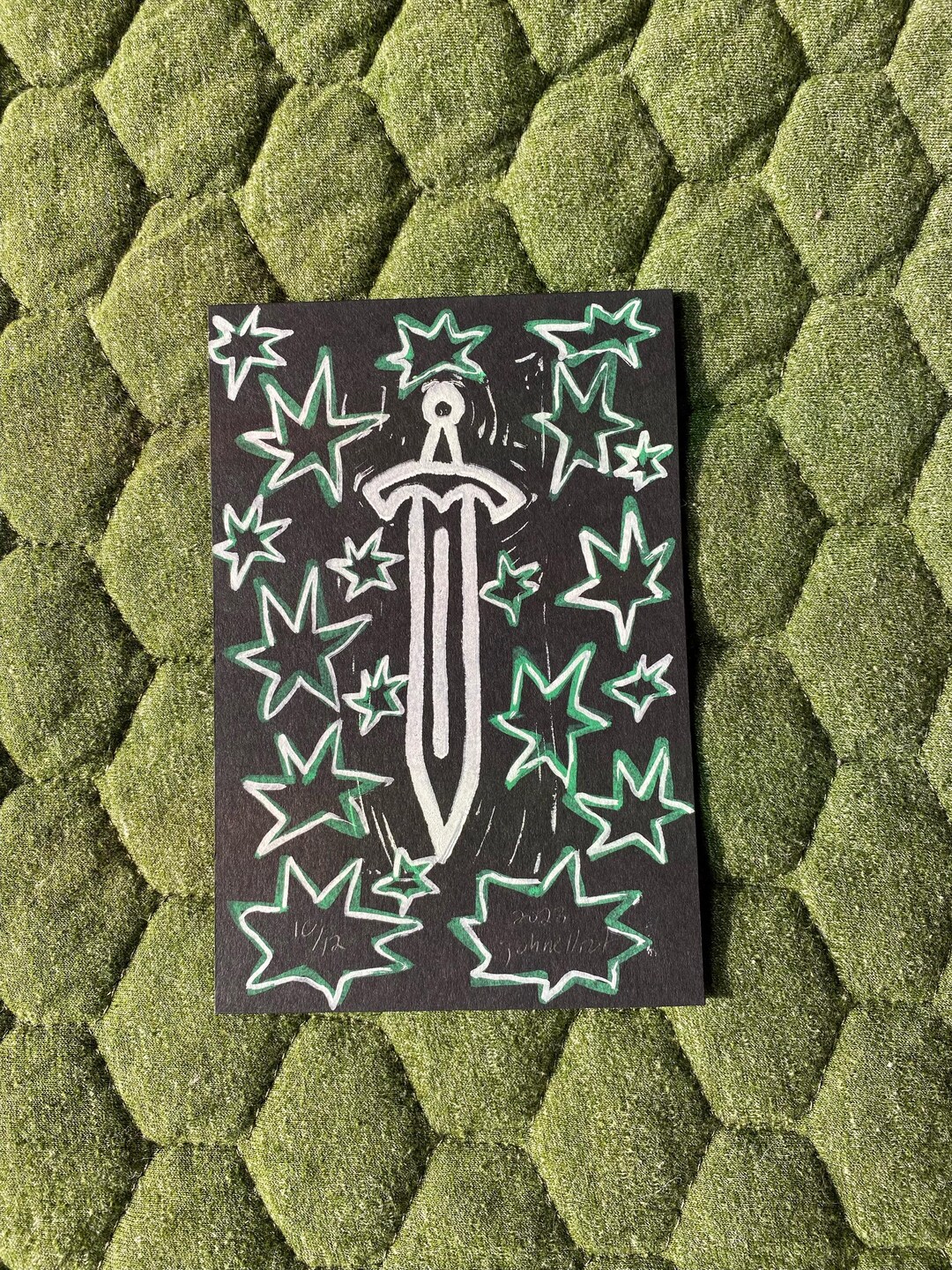 Sword Linocut Print 7 - Etsy