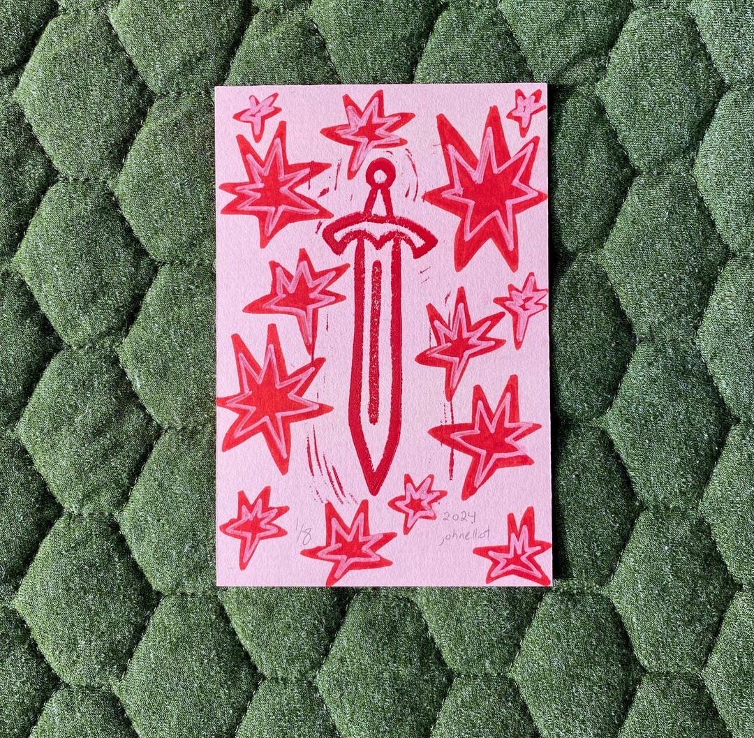 Sword Linocut Print 12 - Etsy