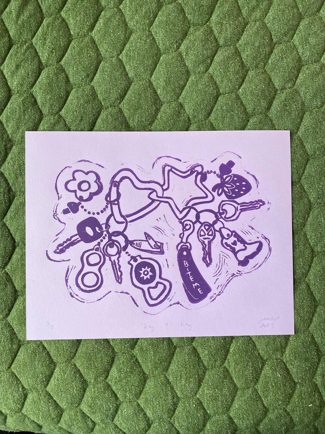 Key 4 Key Linocut Print Purple Variation - Etsy