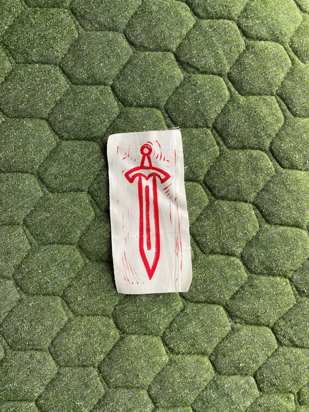 Red Sword Lino Cut Patch - Etsy