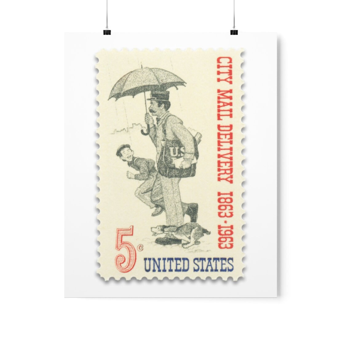 City Mail Delivery 1963 5c Stamp Museum-quality Print - Etsy