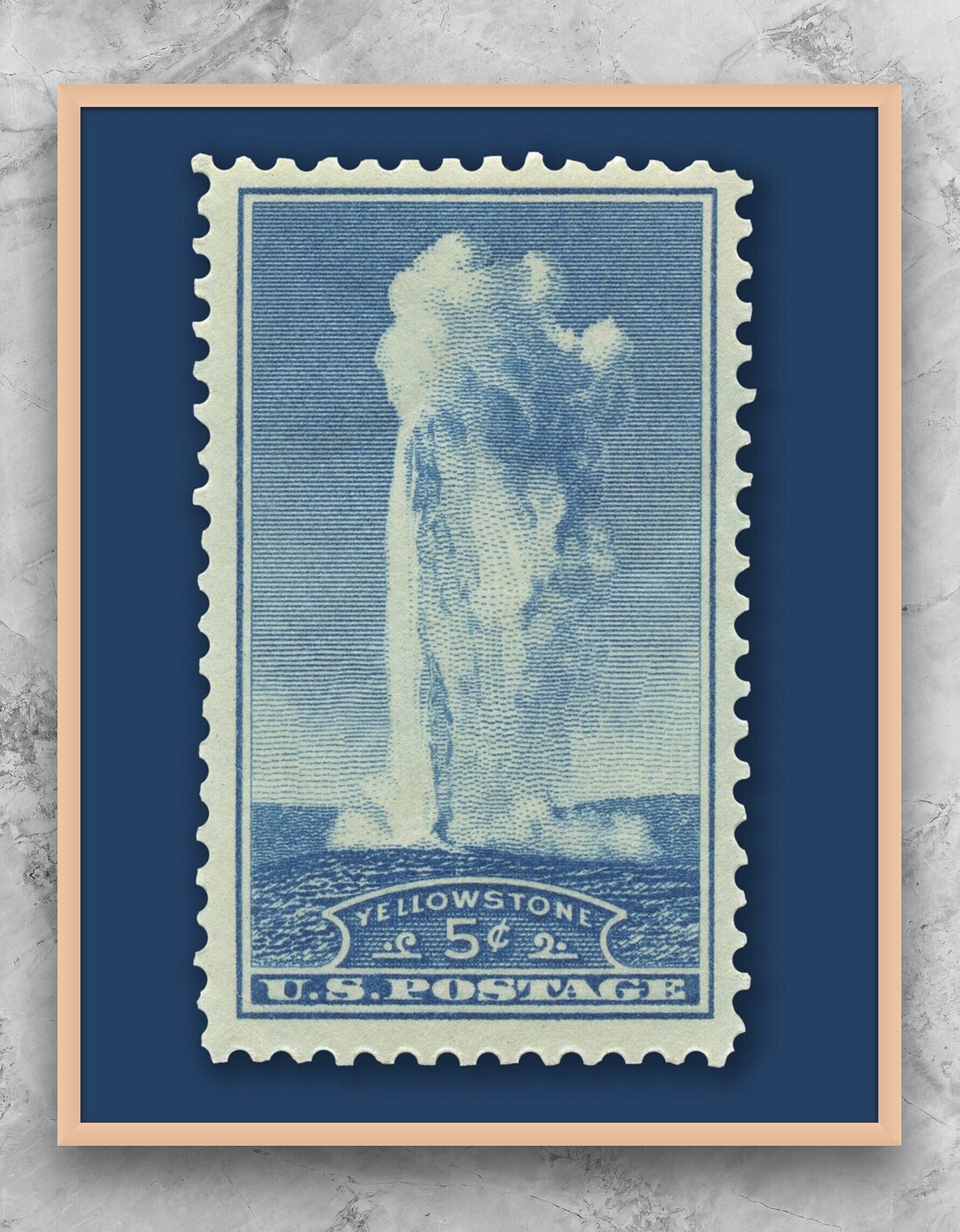 National Parks: Yellowstone 1934 5c Stamp W/perforations, Color Block ...