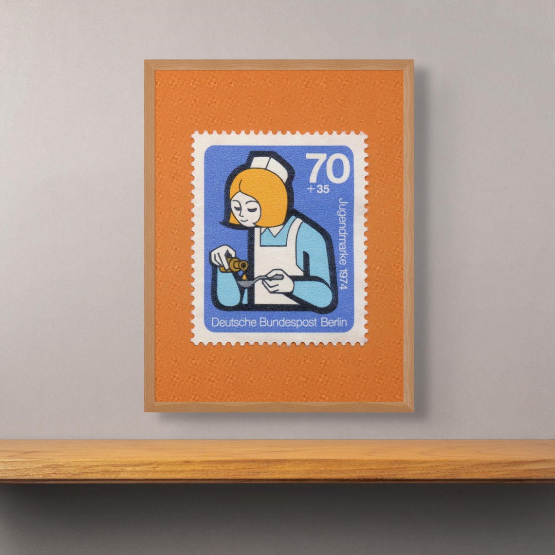 Vintage German Nurse Stamp Art Print: 1974 Nursing Poster - Etsy