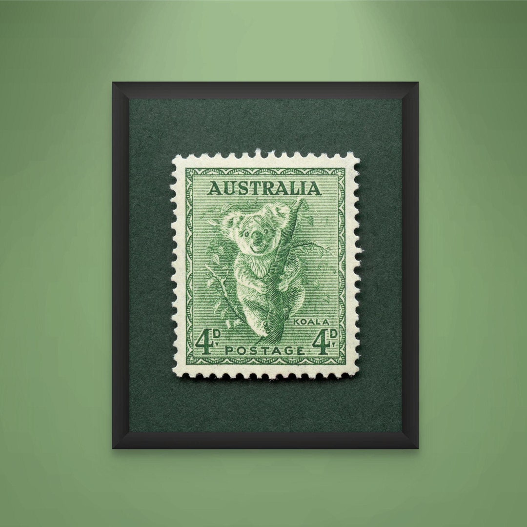 Australia Koala Stamp Art Print, Australia Wall Decor, Australia Art ...