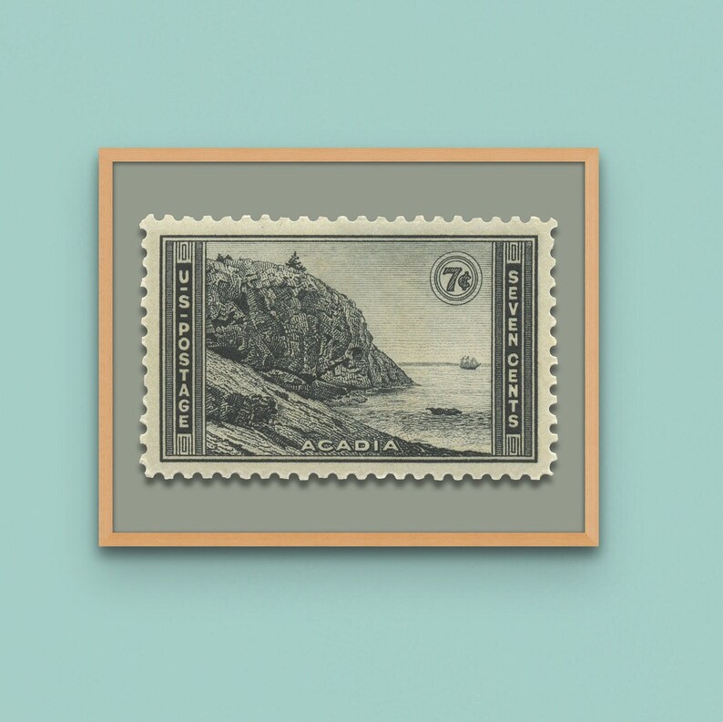 National Parks: Acadia 1934 7c Stamp W/ Perforations Color Block Museum ...
