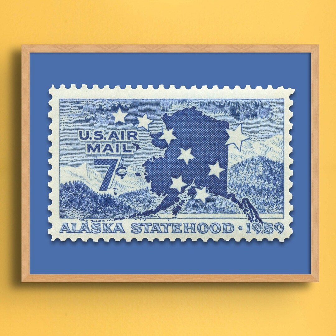 Alaska Statehood 1959 7c Stamp Print Museum-quality No Frame - Etsy