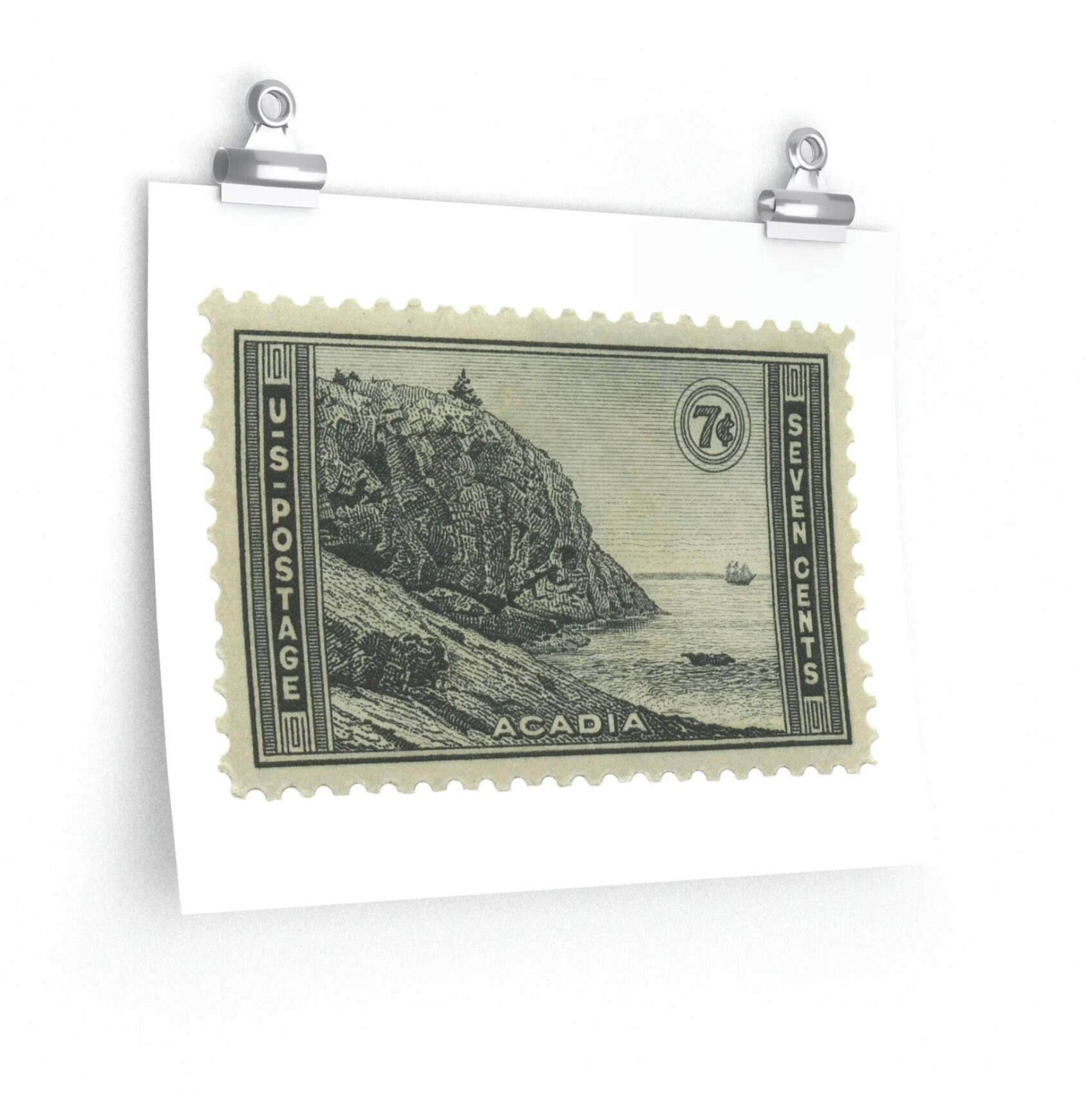 National Parks: Acadia 1934 7c Stamp W/ Perforations Color Block Museum ...