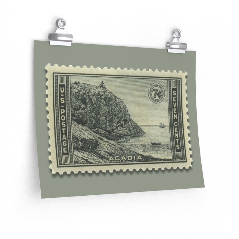 National Parks: Acadia 1934 7c Stamp W/ Perforations Color Block Museum ...