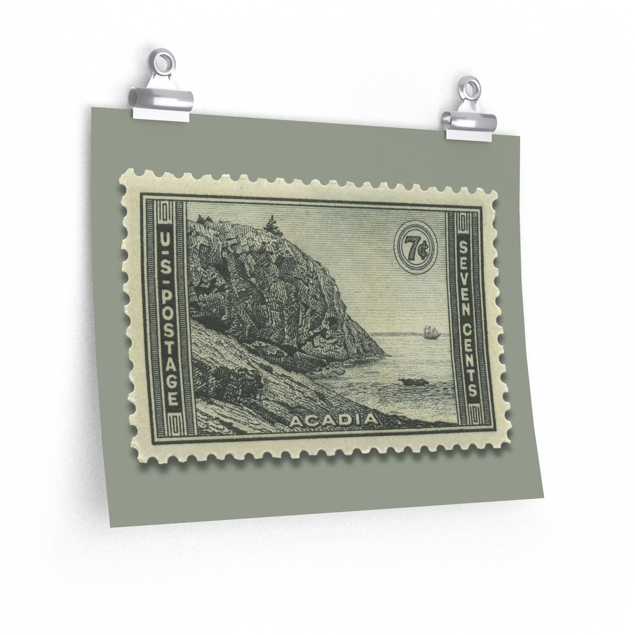 National Parks: Acadia 1934 7c Stamp W/ Perforations Color Block Museum ...