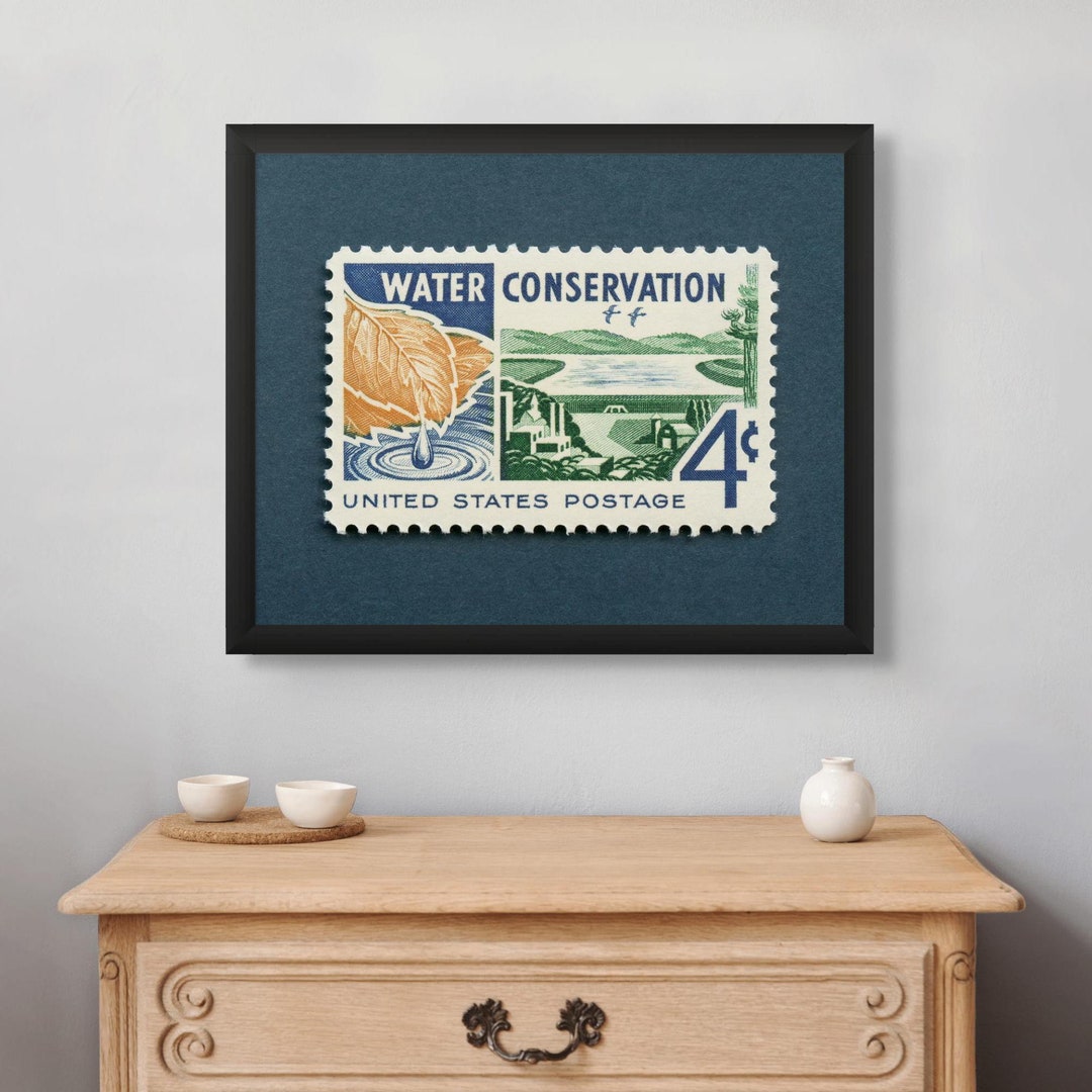 Water Conservation Stamp Print: 1960s Environmental Art - Etsy