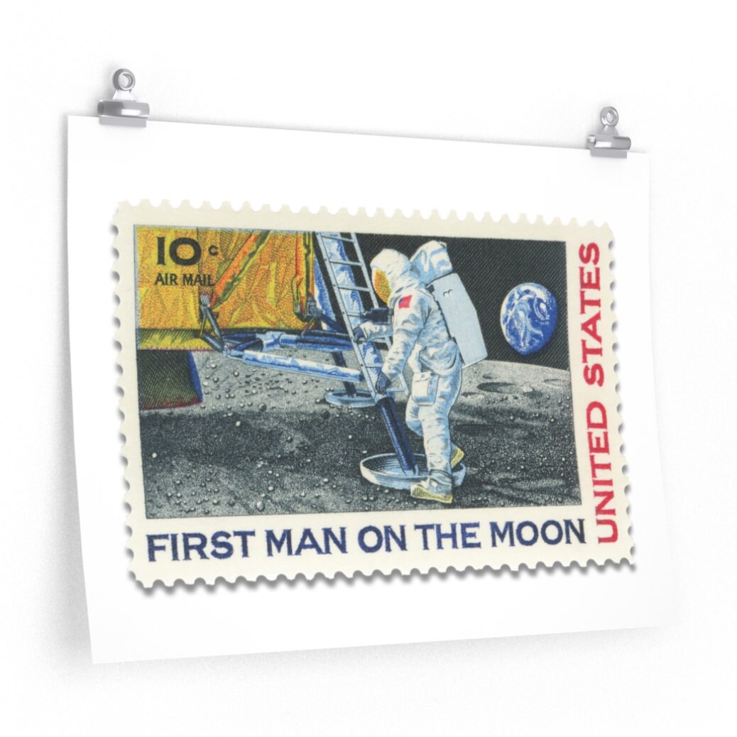 1969 First Moon Landing 10c Stamp Museum-quality Print - Etsy