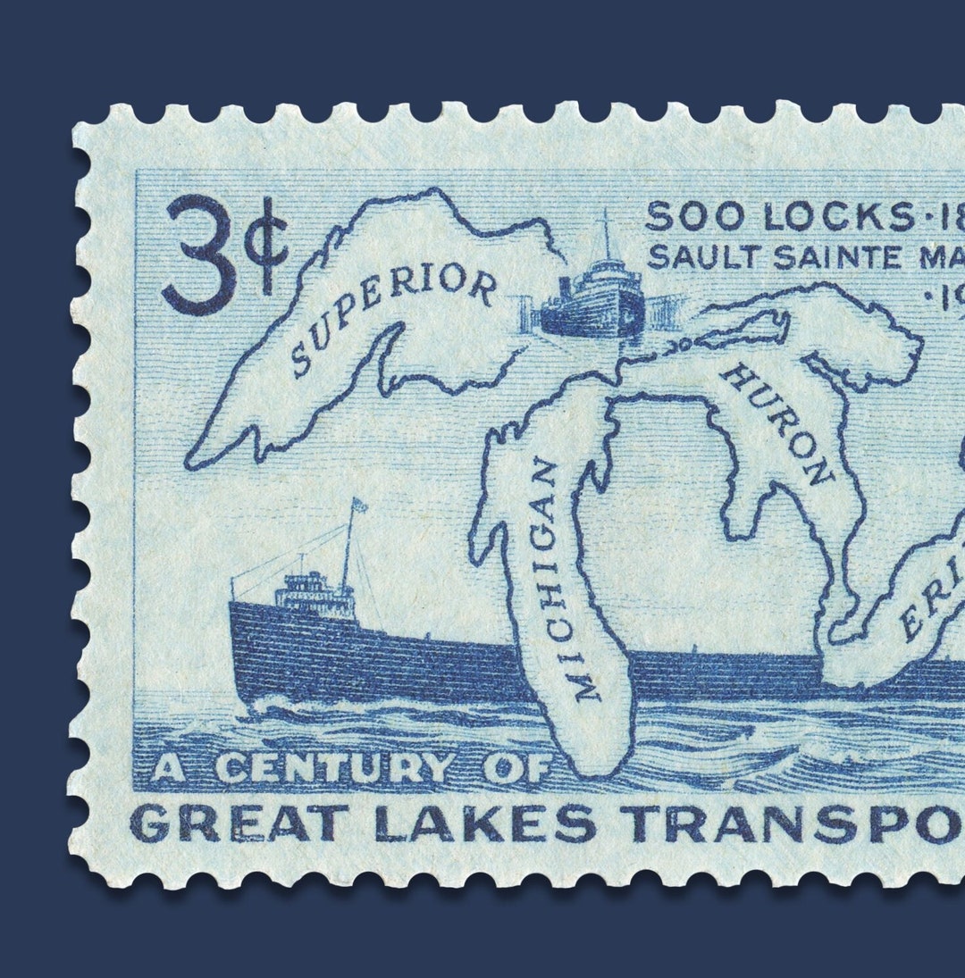 Soo Locks Centennial Print: Vintage Lake Superior Poster, 1955 - Etsy