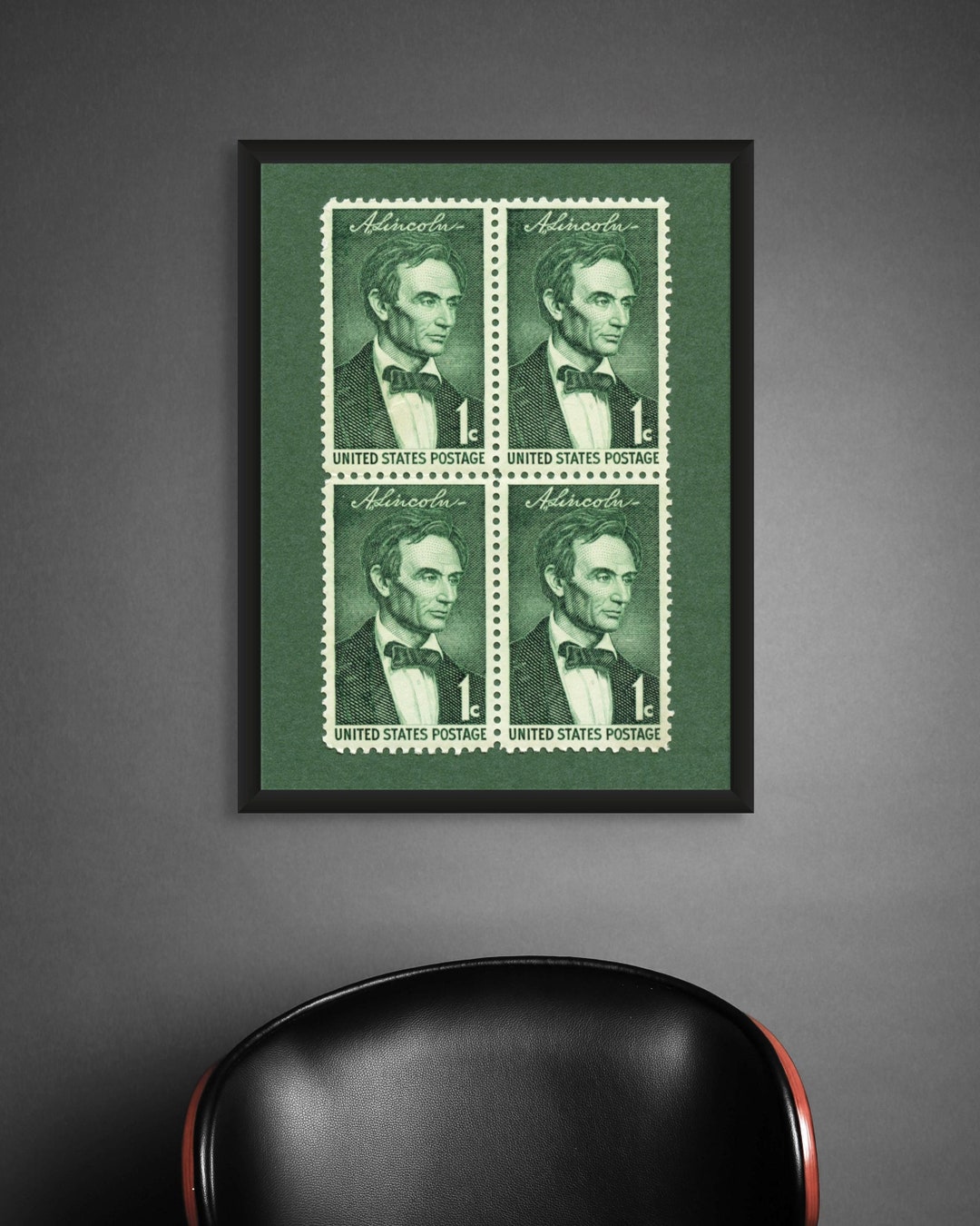 Abraham Lincoln Stamp Plate Block Print: Vintage Portrait Poster - Etsy