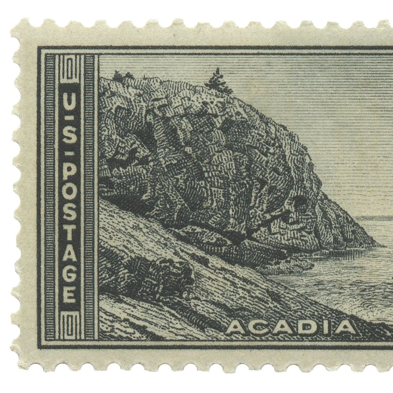 National Parks: Acadia 1934 7c Stamp W/ Perforations Color Block Museum ...