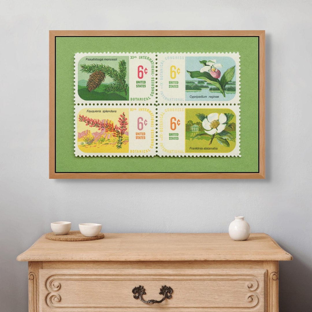 Botanical Congress Stamp Print: 1969 Vintage Art Poster - Etsy