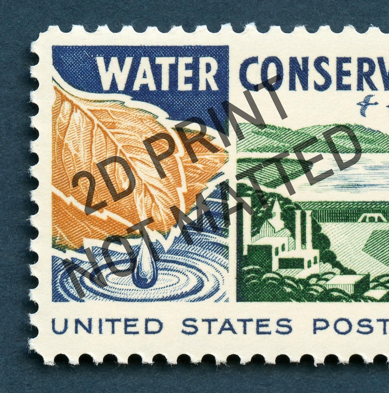 Water Conservation Stamp Print: 1960s Environmental Art - Etsy