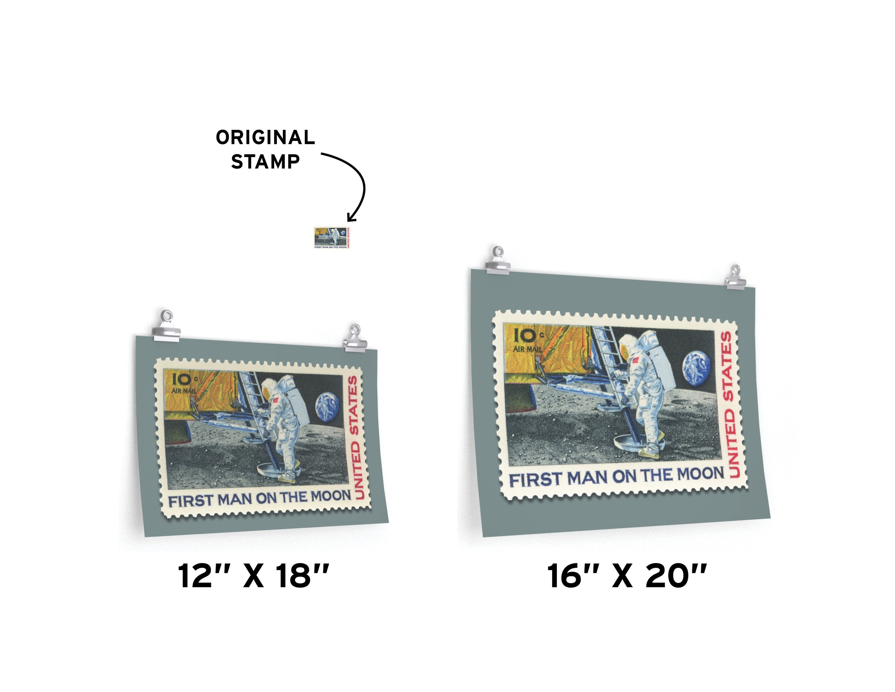 1969 First Moon Landing 10c Stamp Museum-quality Print - Etsy