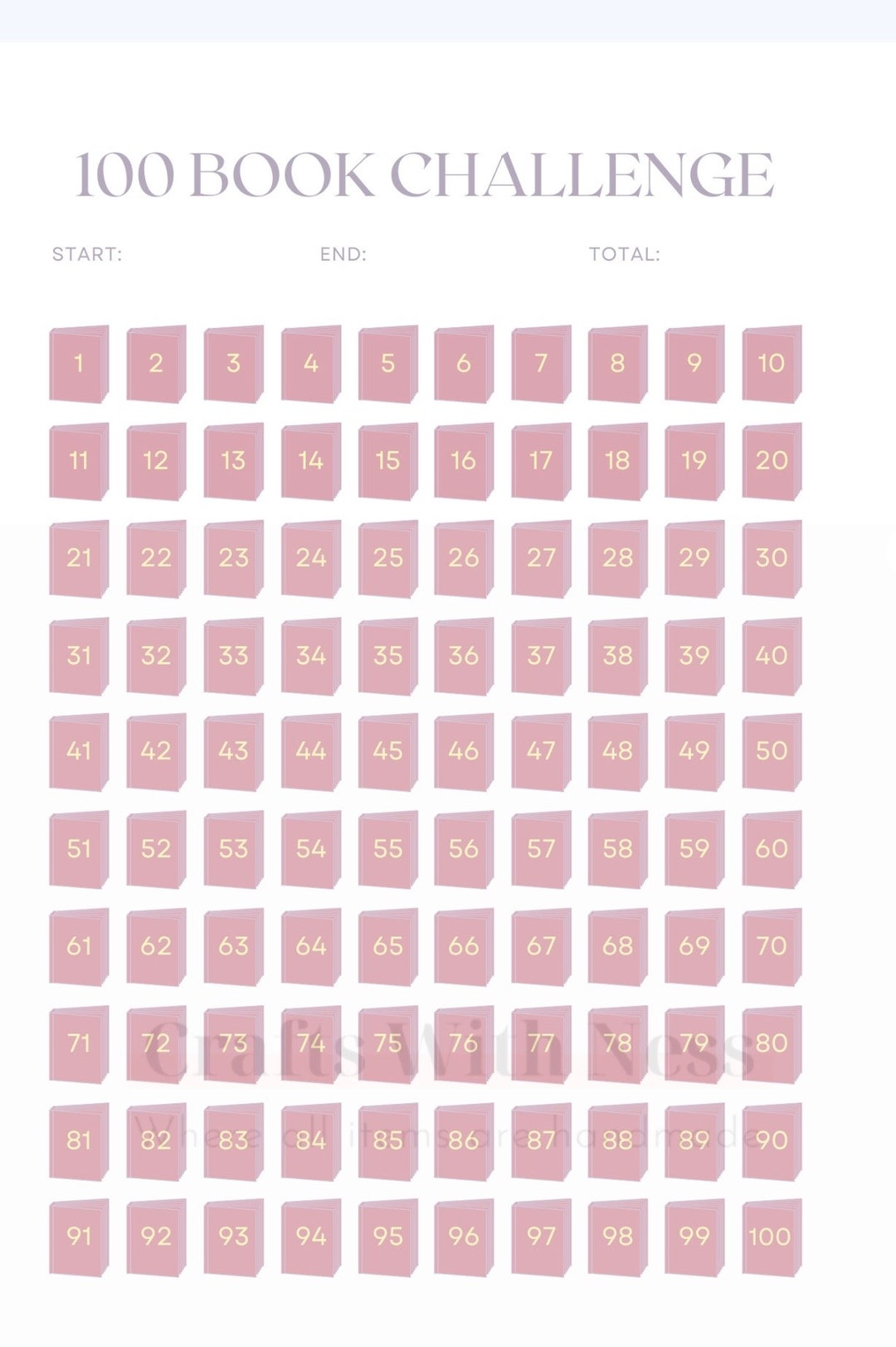 100 Book Challenge Tracker Pink and Yellow Theme. Digital Download - Etsy