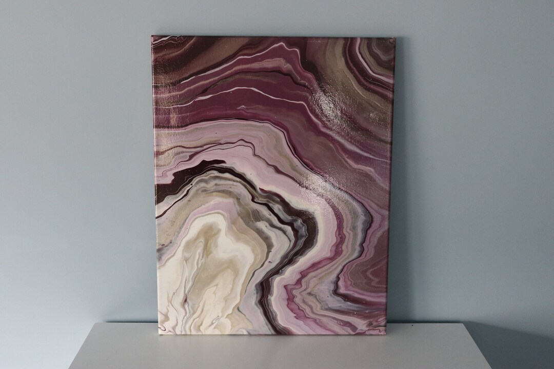 Geode in Purple, 14" X 18" Purple Dirty Pour Acrylic Painting - Etsy