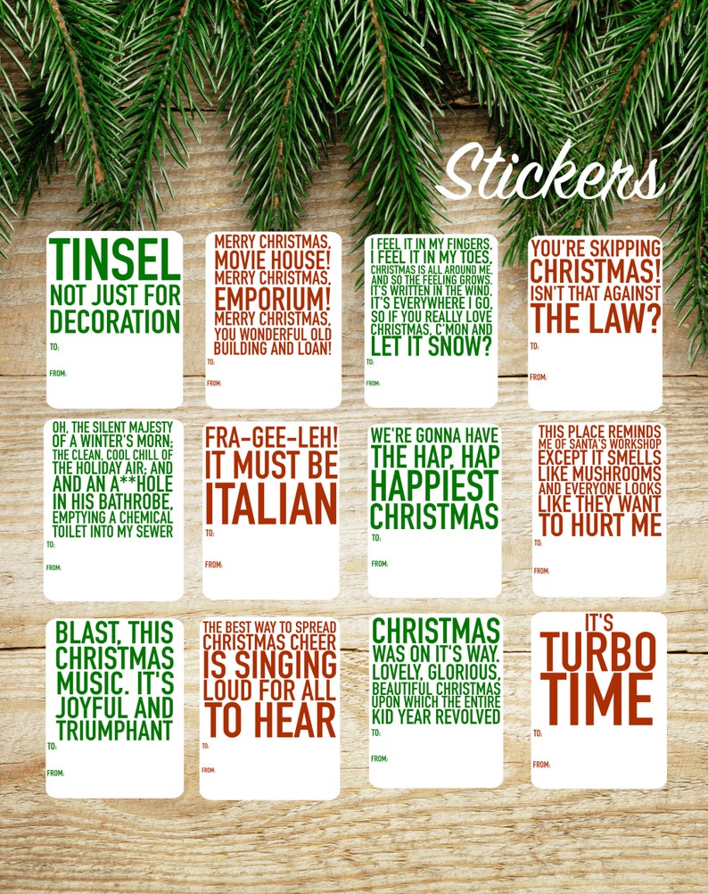 Christmas Movie Quotes Gift Tags set of 12 | Etsy
