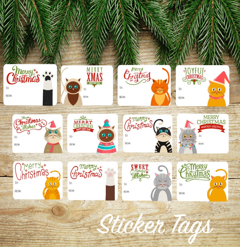 Christmas Cat Gift Tags | Etsy