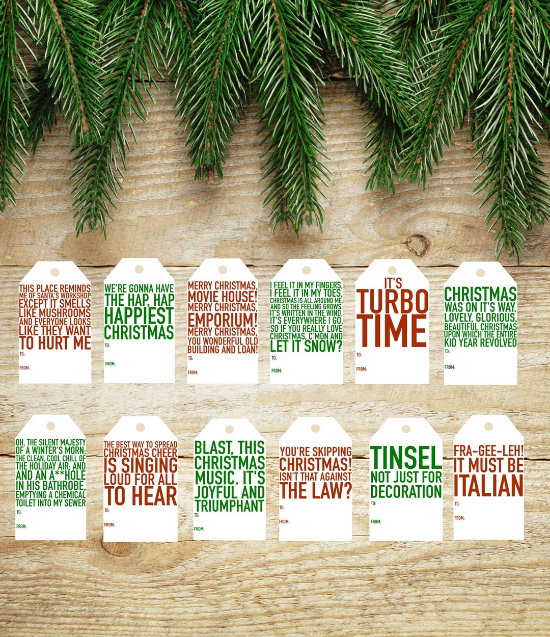 Christmas Movie Quotes Gift Tags set of 12 - Etsy