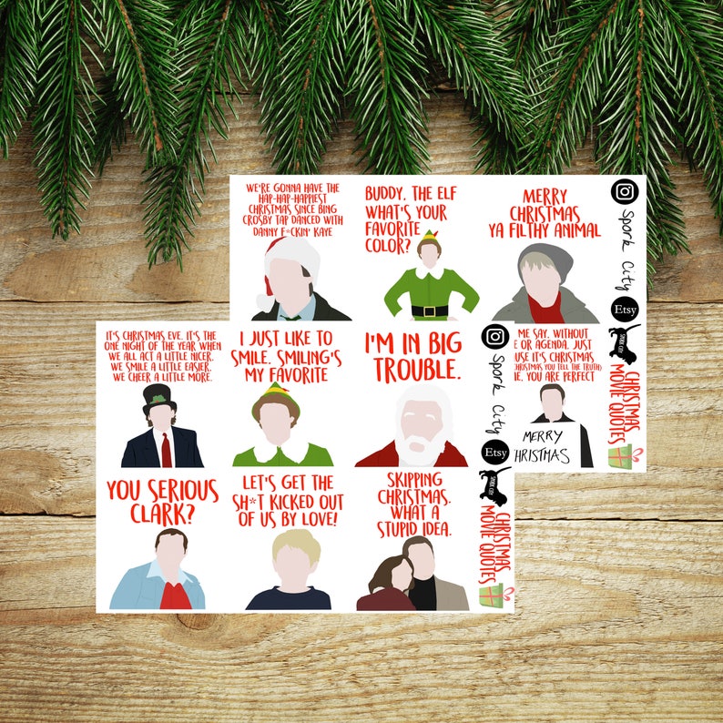 Assorted CHRISTMAS MOVIE Quotes Planner Stickers - Etsy